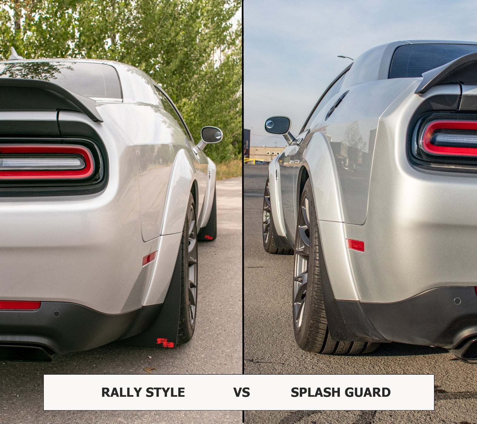 Dodge Challenger Widebody 2018-2023 Rally Mud Flaps — RokBlokz